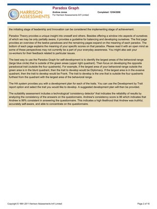 Harrison Assessments Sample Report Paradox Report | PDF