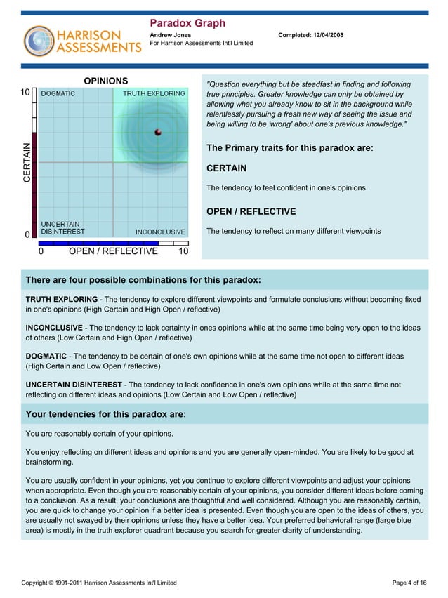 Harrison Assessments Sample Report Paradox Report | PPT