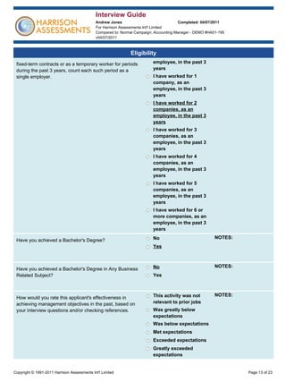 Harrison Assessments Sample Report Recruitment Package | PDF