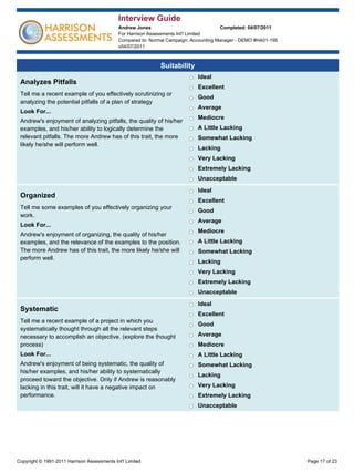 Harrison Assessments Sample Report Recruitment Package | PPT