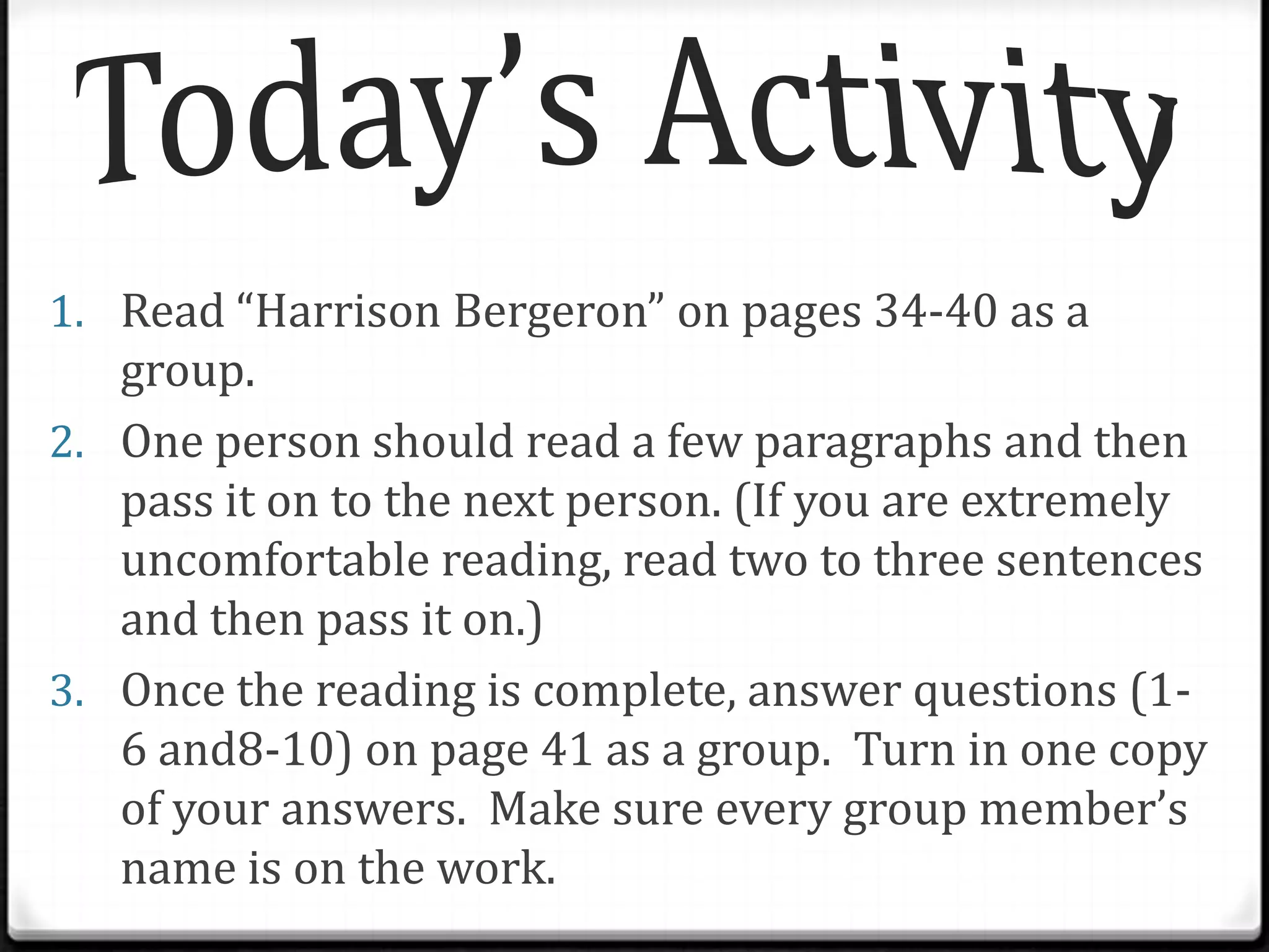 Harrison bergeron | PPTX | Roleplaying Games | Games and Puzzles