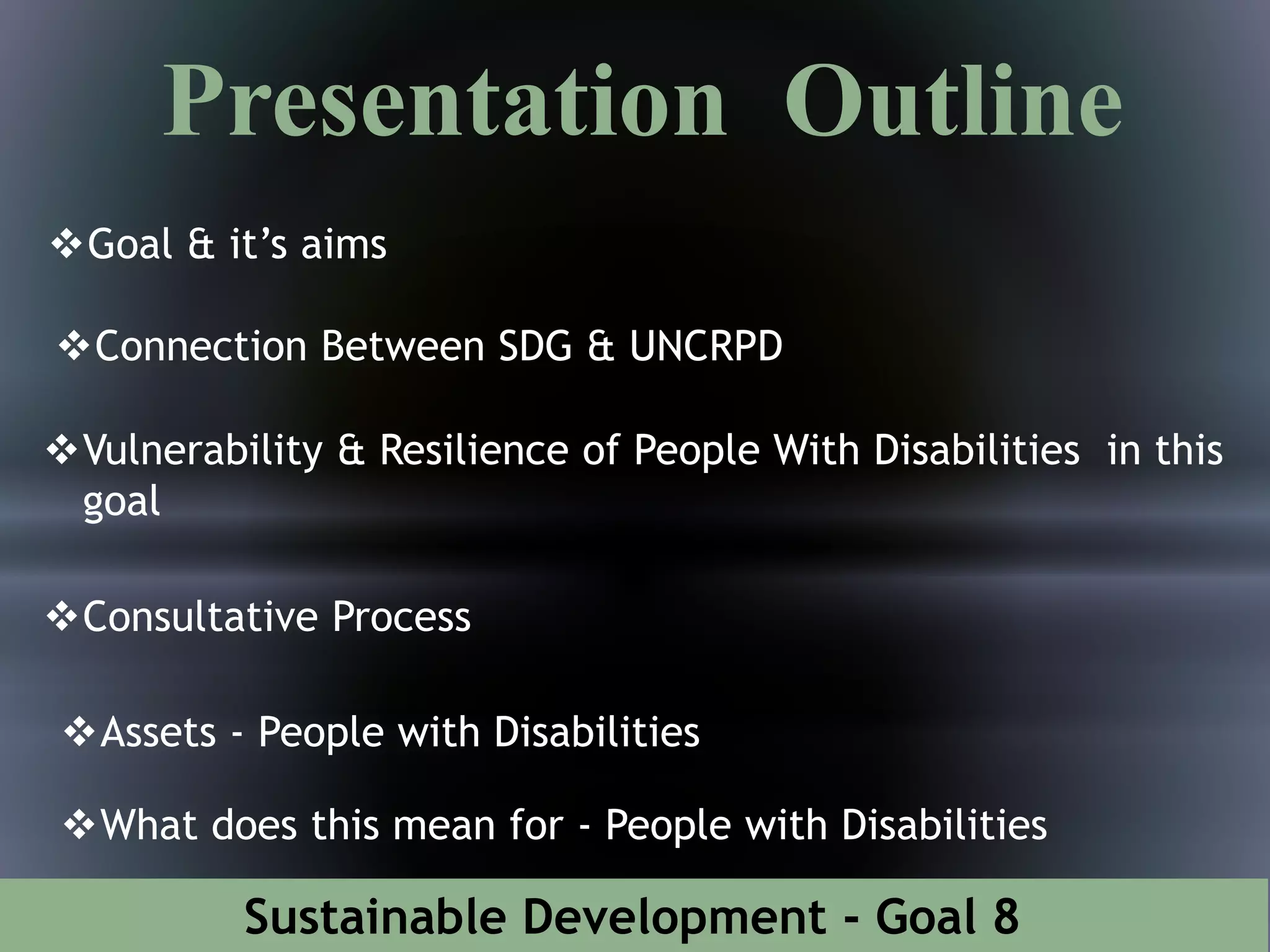 SDG 8 Presentation by Jane Harrison | PPTX