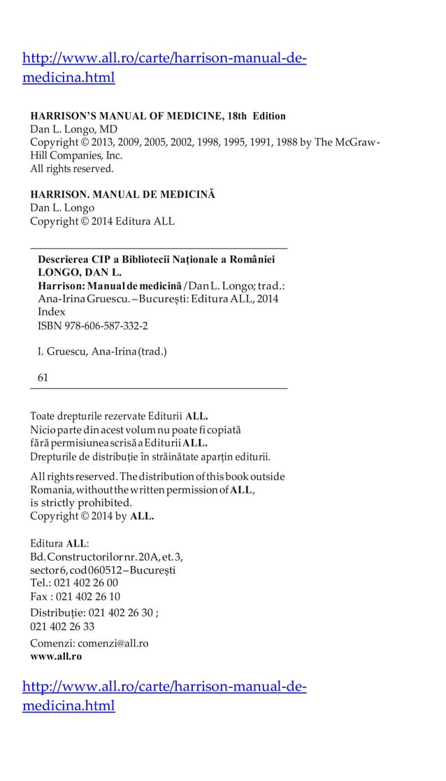 Harrison manual de medicina tradus in limba romana editia 18 PDF | PDF
