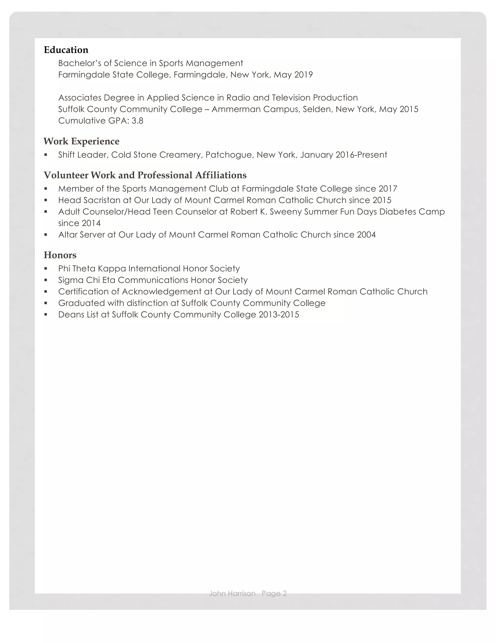 John Harrison Resume 2017 | PDF