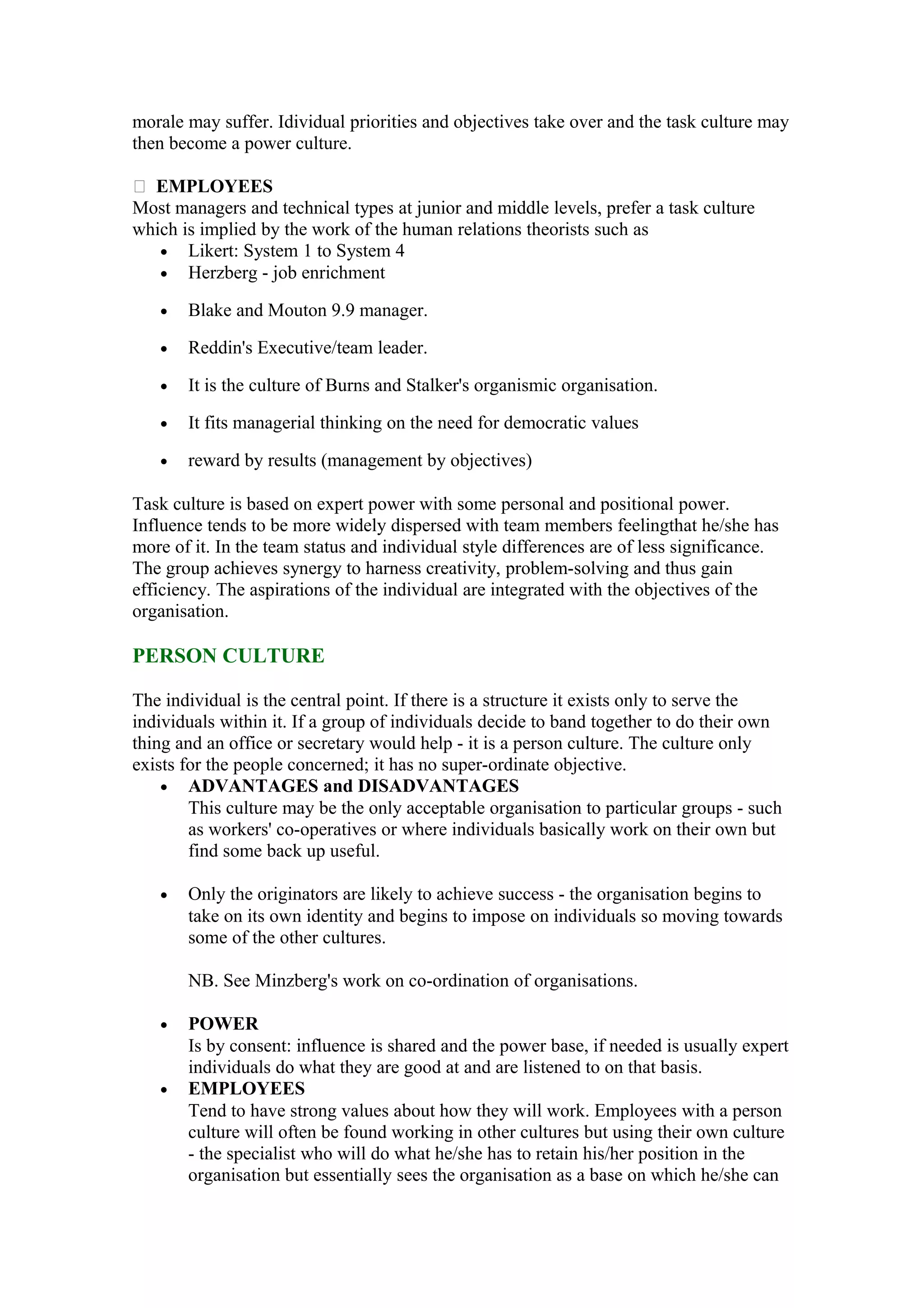 Harrison typologies of organizational culture | DOC