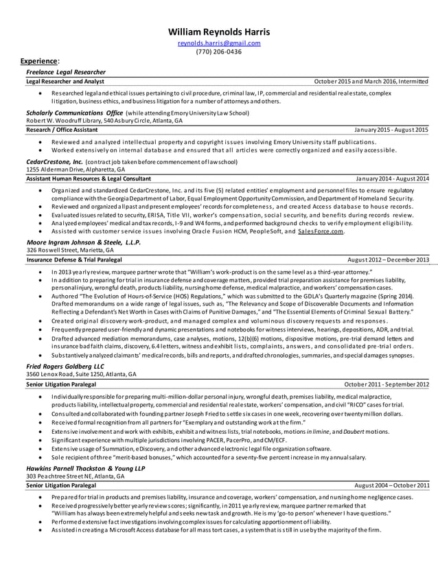 William R. Harris - Resume | DOCX | Legal Services Industry | Industries