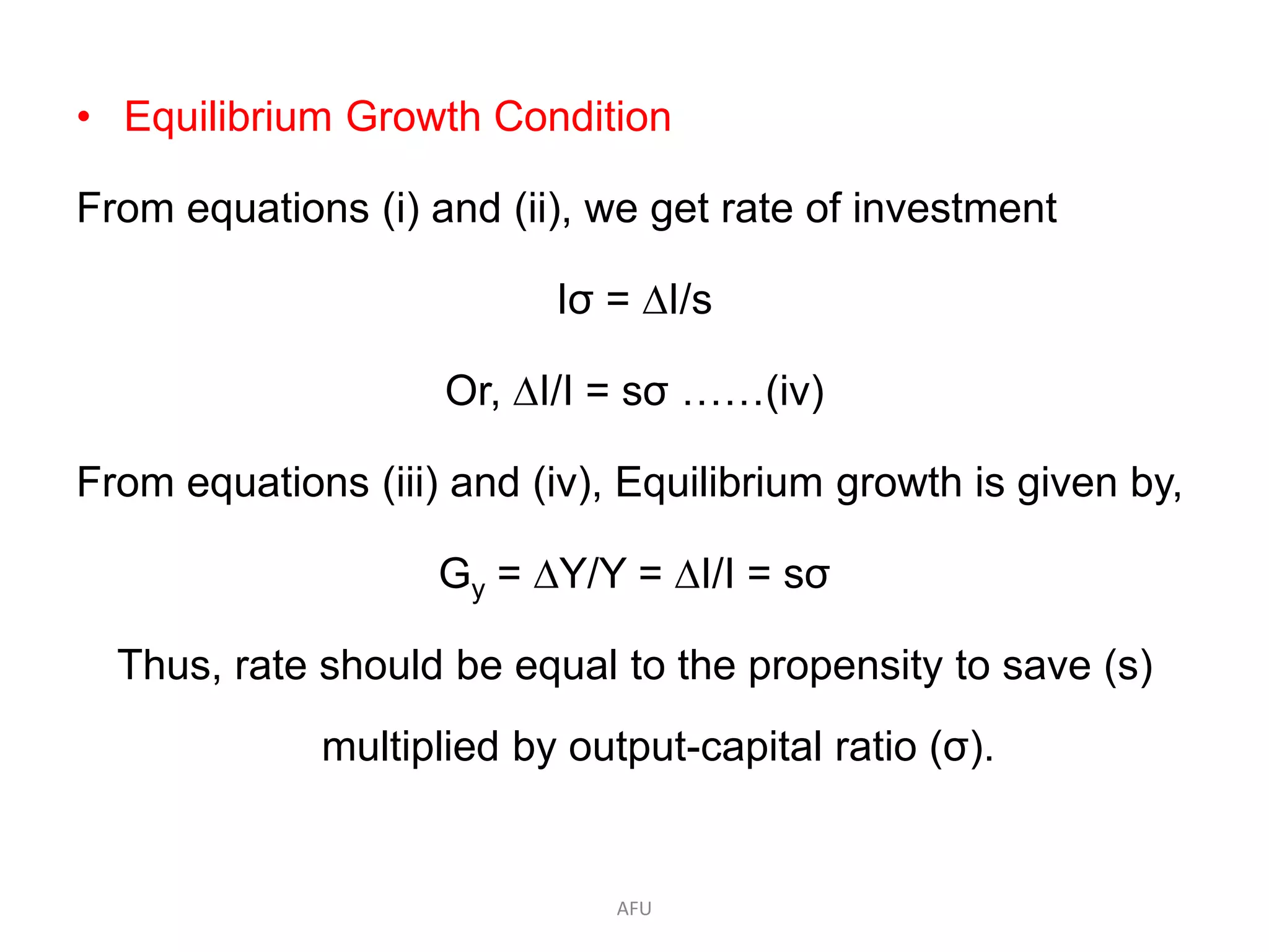 Harrod domar model of growth | PPTX