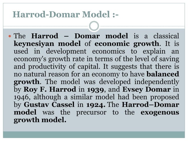 Harrod domer model PPT | PPTX | Business | Business and Finance