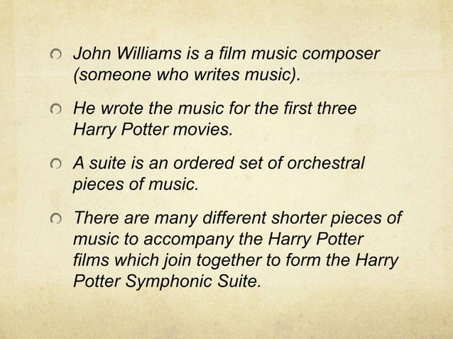 Harry Potter Symphonic Suite | PPTX | Musicals | Genres