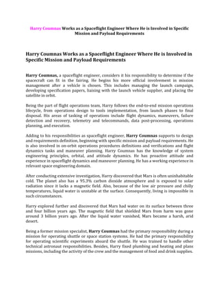 Harry Coumnas Works as a Spaceflight Engineer Where He is Involved in ...