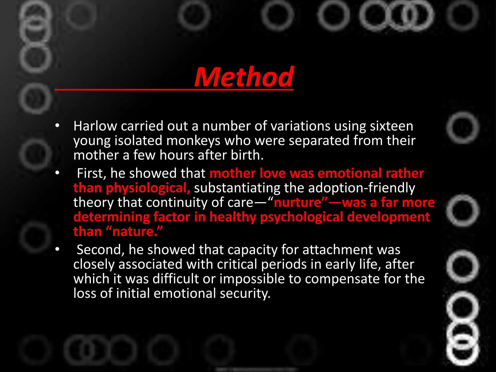 HARRY F HARLOW | PPTX