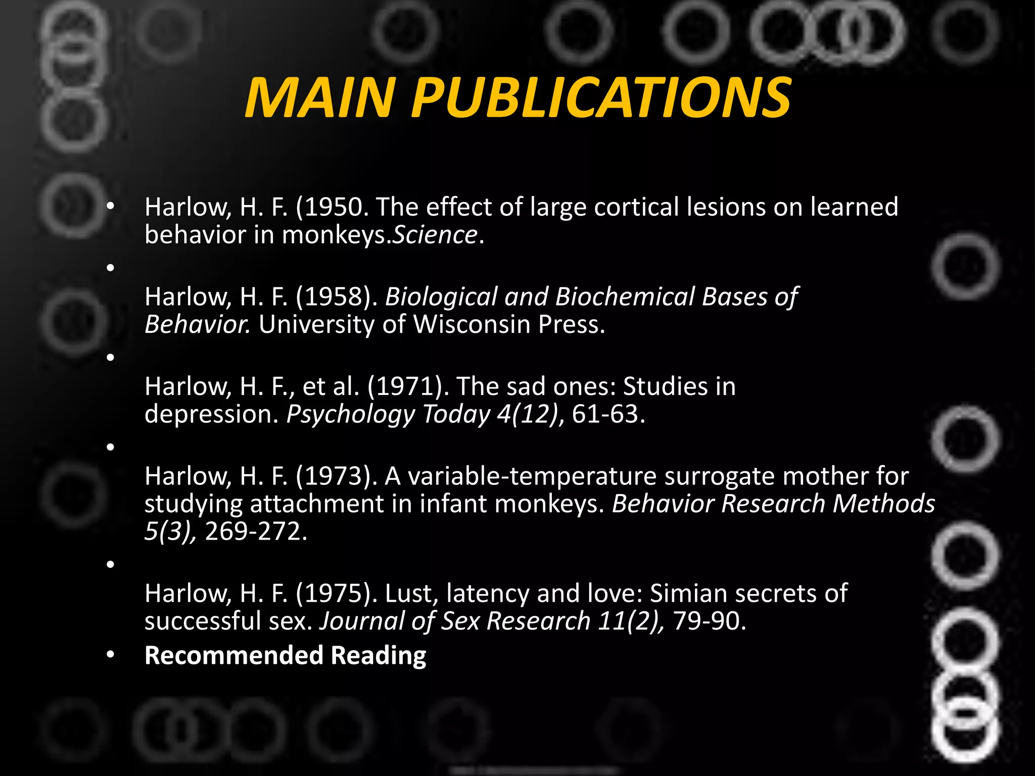 HARRY F HARLOW | PPTX