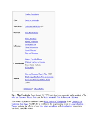 Harry markowitz | DOCX
