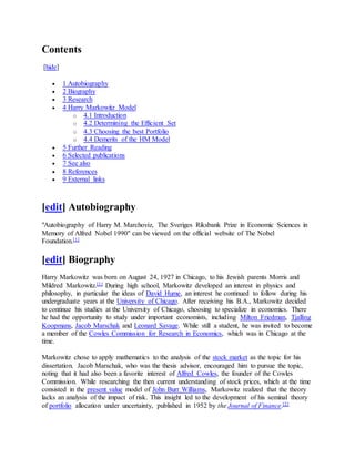 Harry markowitz | DOCX