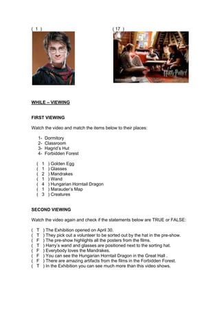 Harry Potter The Exhibition Teacher's Sheet | PDF