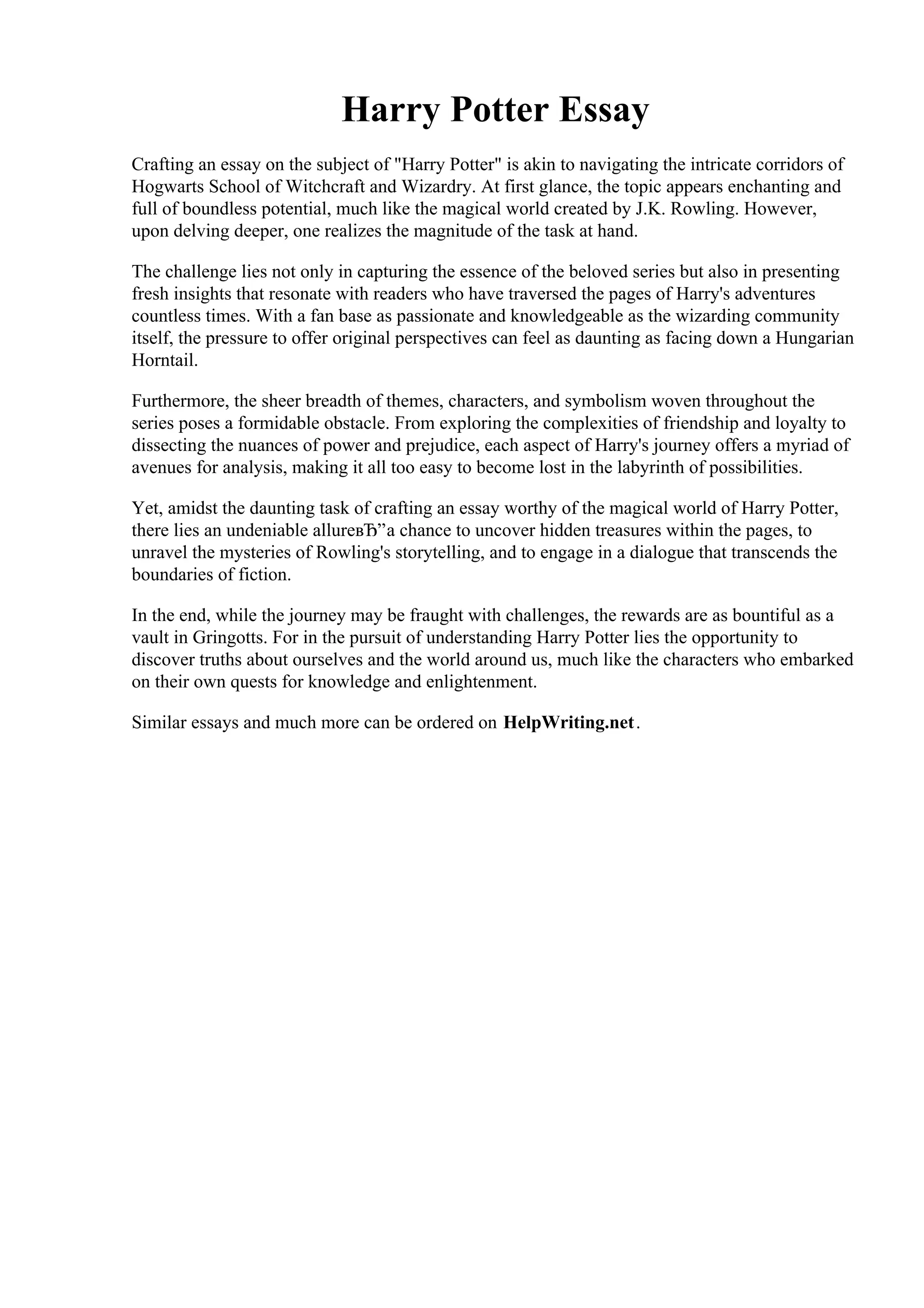 Harry Potter Essay | PDF