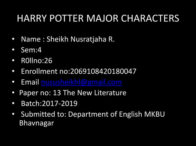 Harry potter major characters | PPT