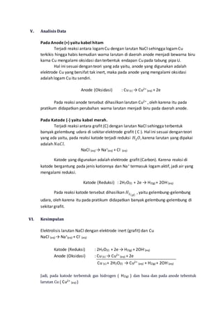 Laporan Elektrolisis | PDF