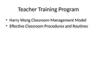 Effective Classroom Management with Harry Wong's Procedures and ...