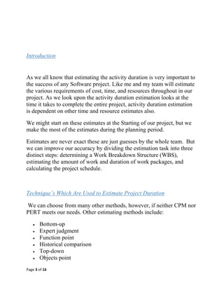 Project Duration Estimation | PDF