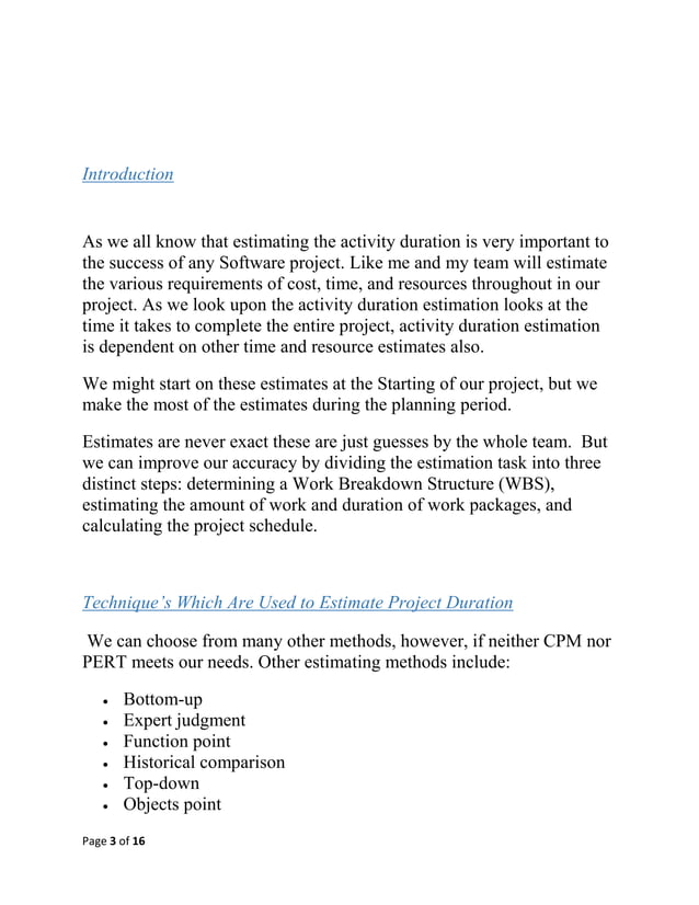 Project Duration Estimation Pdf