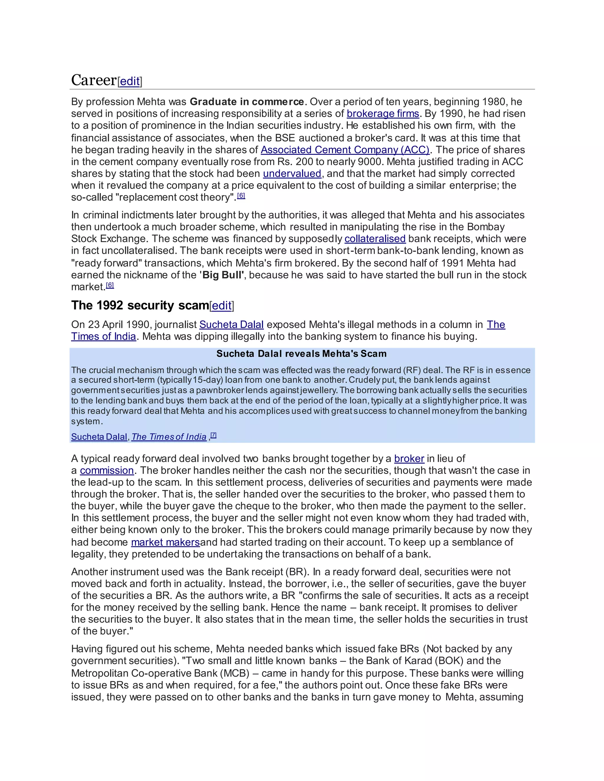 Harshad mehta | DOCX