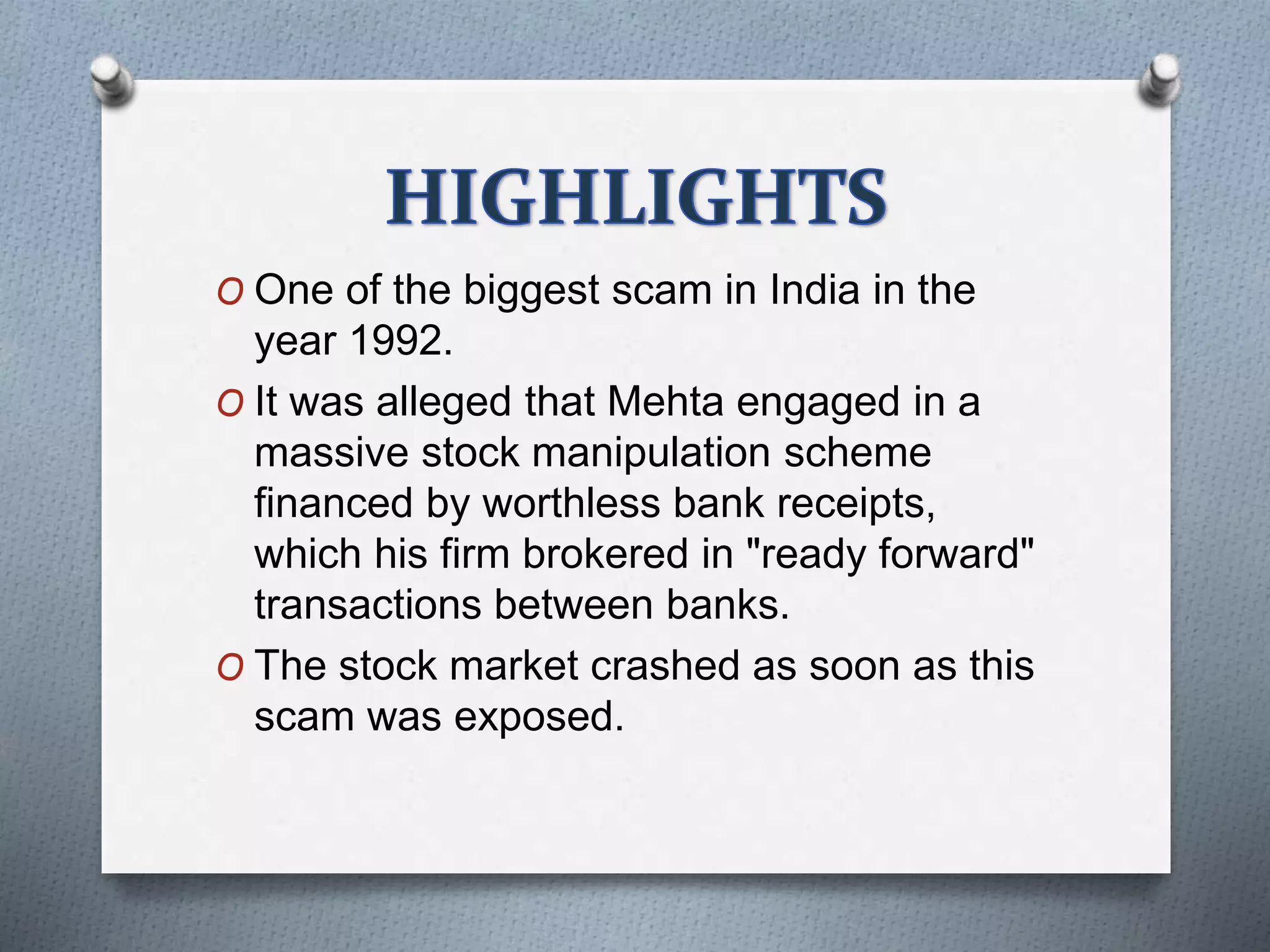 Harshad mehta scam (1992) | PPTX