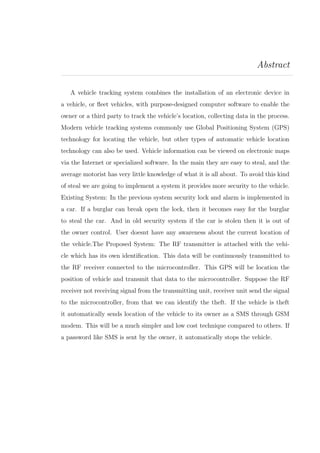 gps gsm based vehicle tracking system seminar | PDF