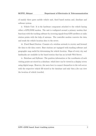 gps gsm based vehicle tracking system seminar | PDF