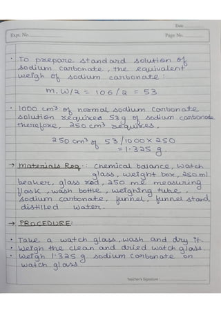 Class 11 Chemistry Practical File 2021-22 with Observationsa | PDF