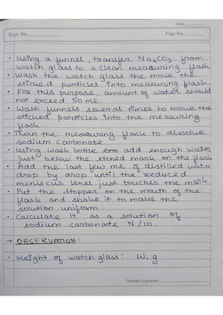 Class 11 Chemistry Practical File 2021-22 with Observationsa | PDF