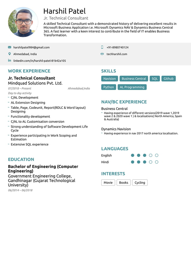 Harshil's resume | PDF | Technology & Computing