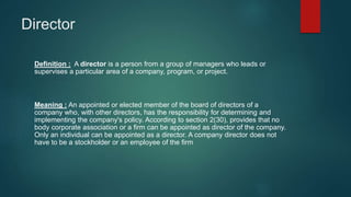 Company Directors | PPTX | Business Accounting & Finance | Business