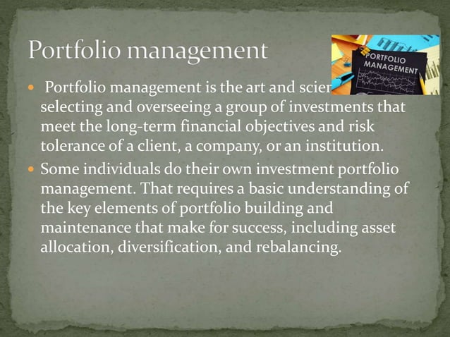 Portfolio management bcom presentations | PPTX | Stocks and Bonds ...