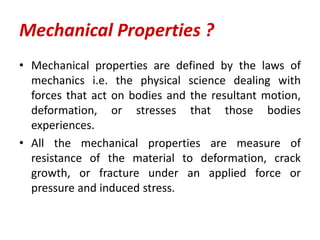 Mechanical Properties of Dental Materials | PPTX