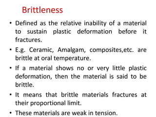 Mechanical Properties of Dental Materials | PPTX