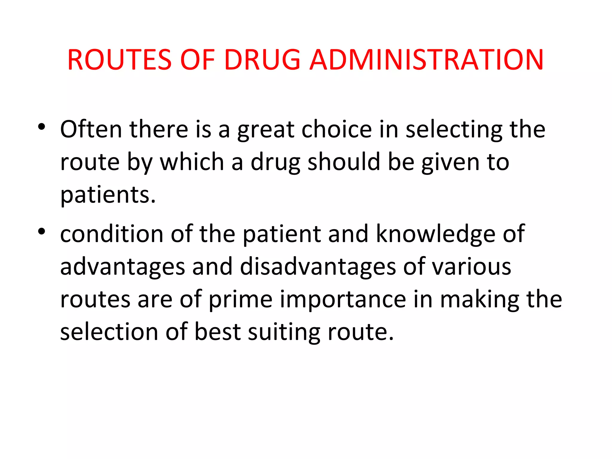 Routes of Drug administration - Pharmacology | PPT