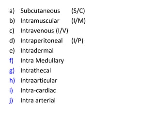 Routes of Drug administration - Pharmacology | PPT