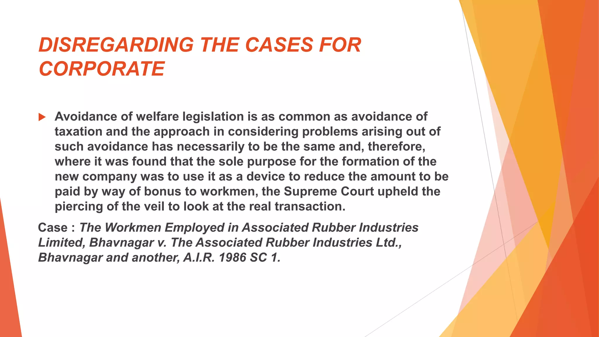 Doctine of Lifting of Corporate veil | PPTX