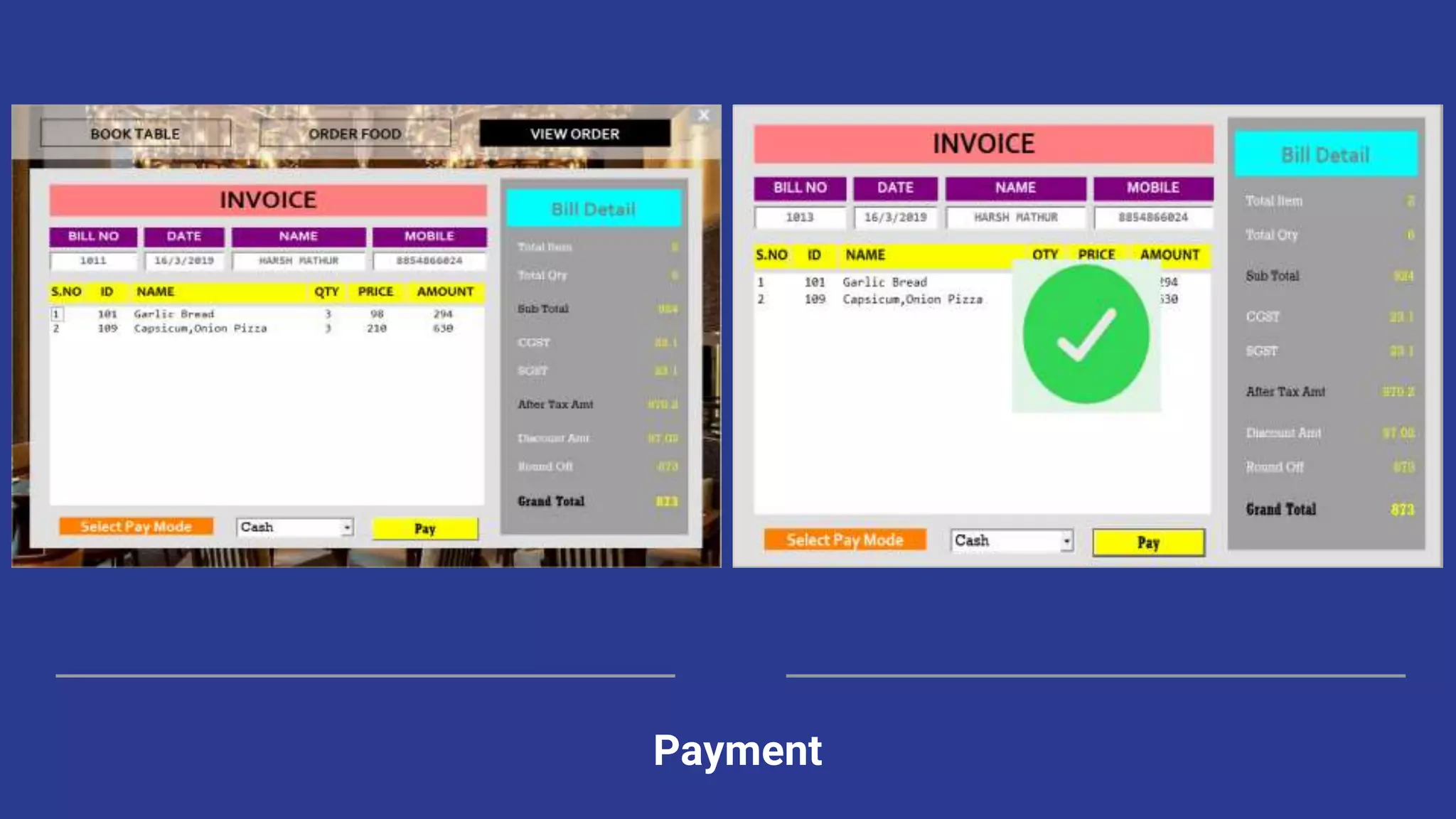 Harsh Mathur Restaurant Billing System project ppt | PPTX