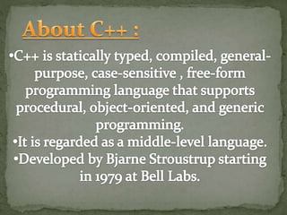c++ | PPTX | Programming Languages | Computing