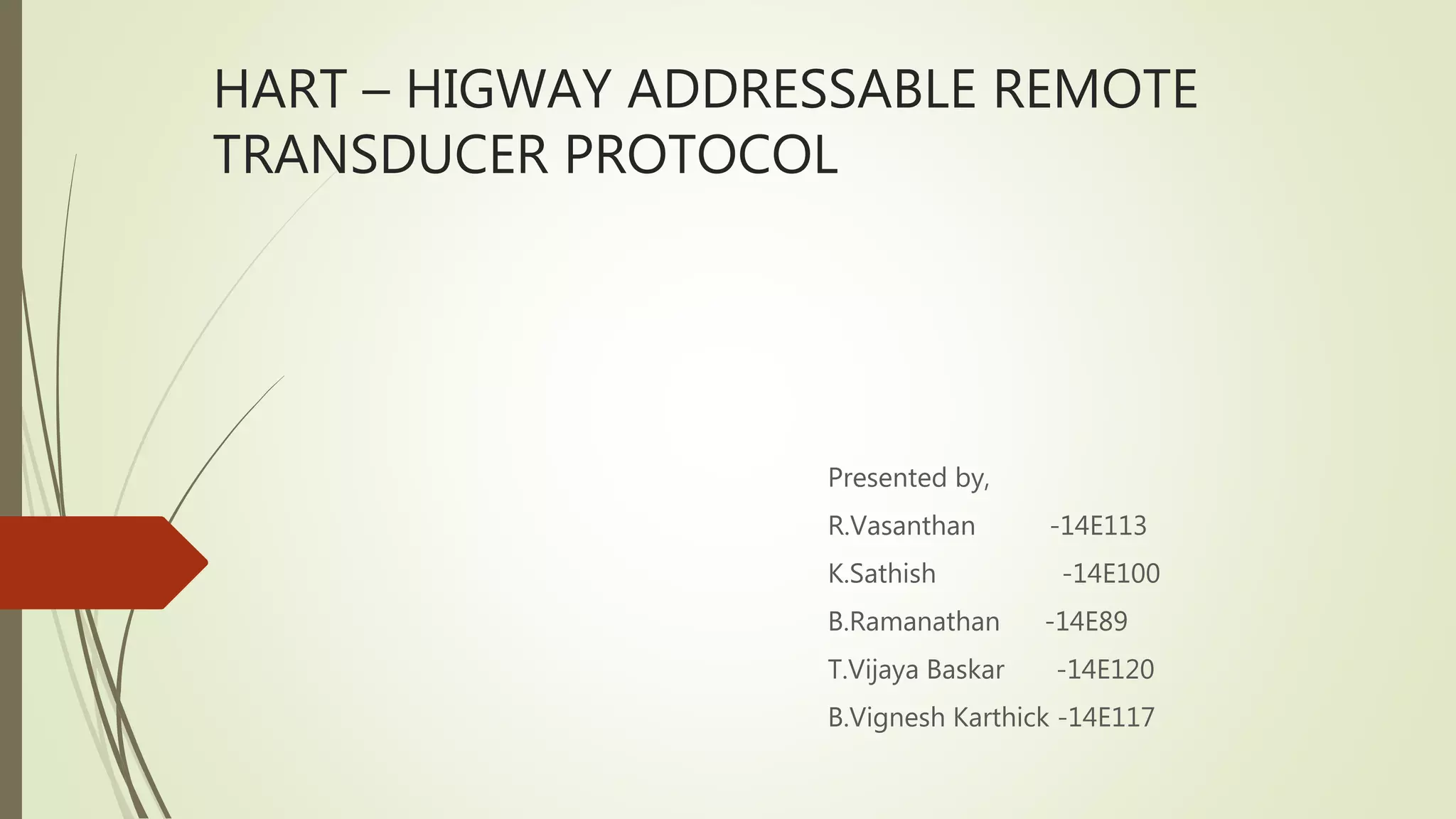 Hart - Highway Addressable Remote Transducer Protocol | PPT