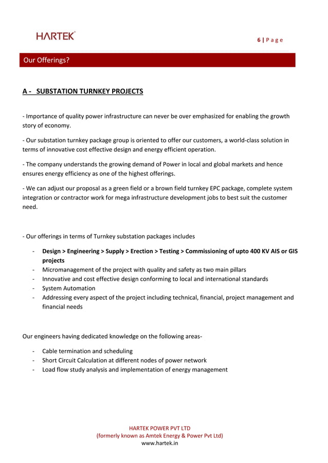 HARTEK POWER - POWER SYSTEM PROFILE | PDF