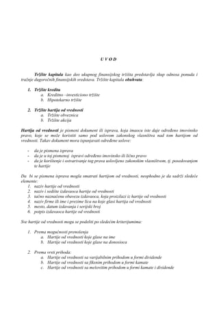 Hartije od vrednosti na trzistu kapitala finansije i finansijska ...