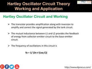 Hartley oscillator circuit theory working and application | PPTX