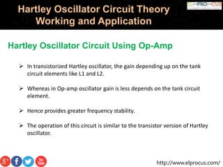 Hartley oscillator circuit theory working and application | PPTX