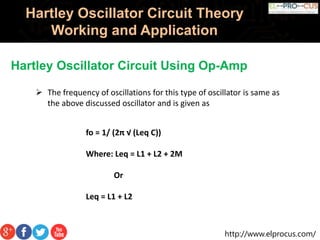 Hartley oscillator circuit theory working and application | PPTX