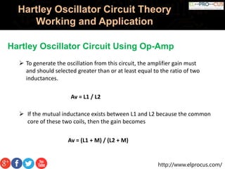 Hartley oscillator circuit theory working and application | PPTX