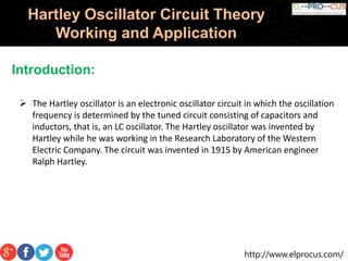 Hartley oscillator circuit theory working and application | PPTX