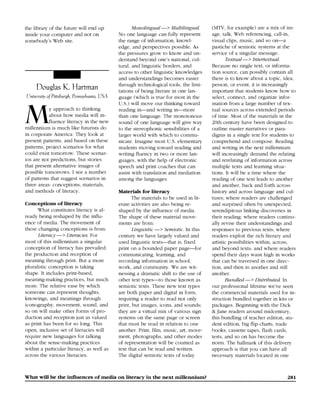 Hartman 2000 Influence of Media on Liteacy | PDF